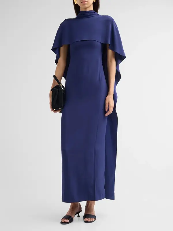 Alberta Ferretti Enver Draped Satin Gown - Blue
