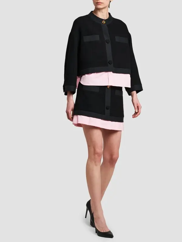 Moschino Mixed-media Cotton Jacket - Multi Black