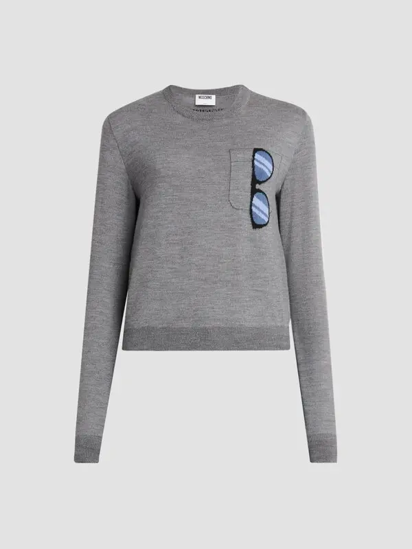 Moschino Trompe L'oeil Virgin Wool Sweater - Grey