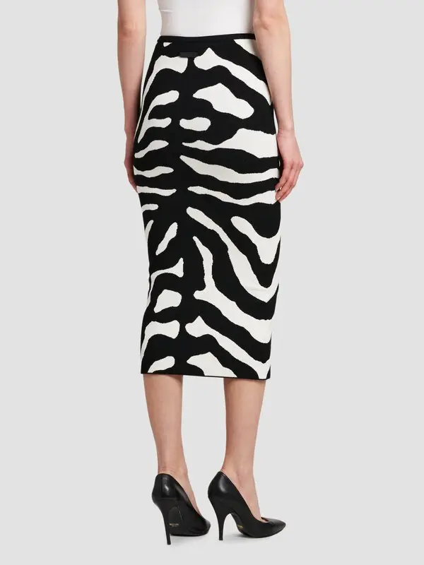 Moschino Zebra Jacquard Knit Midi Skirt