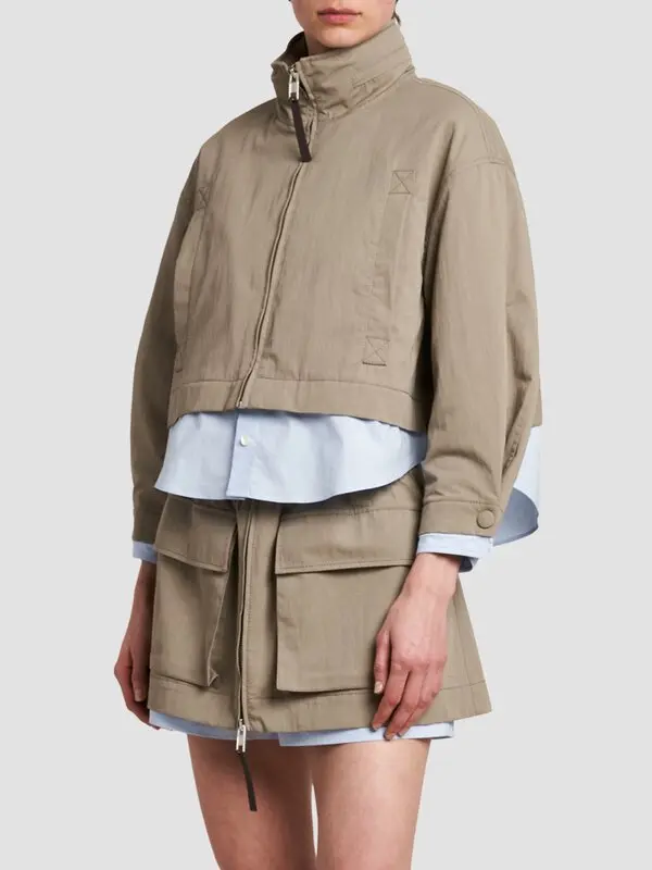Moschino Cotton-blend Layered Stand-collar Jacket