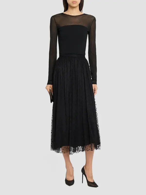 Alberta Ferretti Tulle Texture Midi Skirt