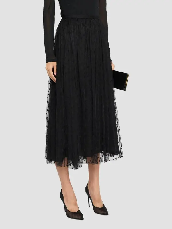 Alberta Ferretti Tulle Texture Midi Skirt