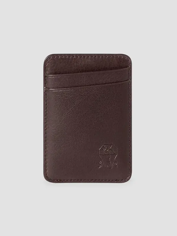 Brunello Cucinelli Grained Leather Magnetic Card Holder
