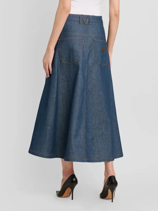 Moschino Denim Flared Midi Skirt
