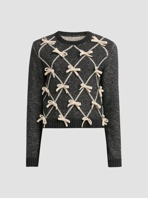 Moschino Bow Wool-blend Sweater - Multi Grey