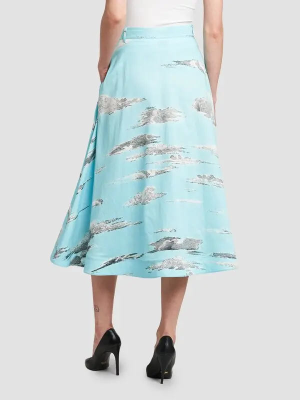 Moschino Printed Cotton A-line Midi Skirt