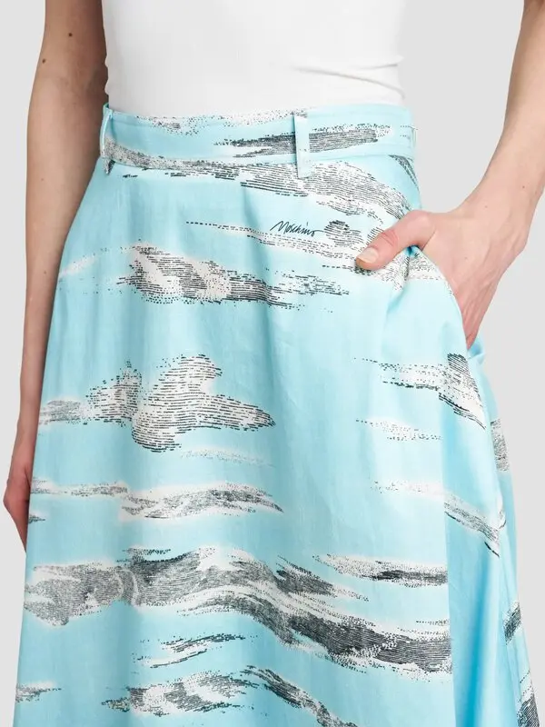 Moschino Printed Cotton A-line Midi Skirt