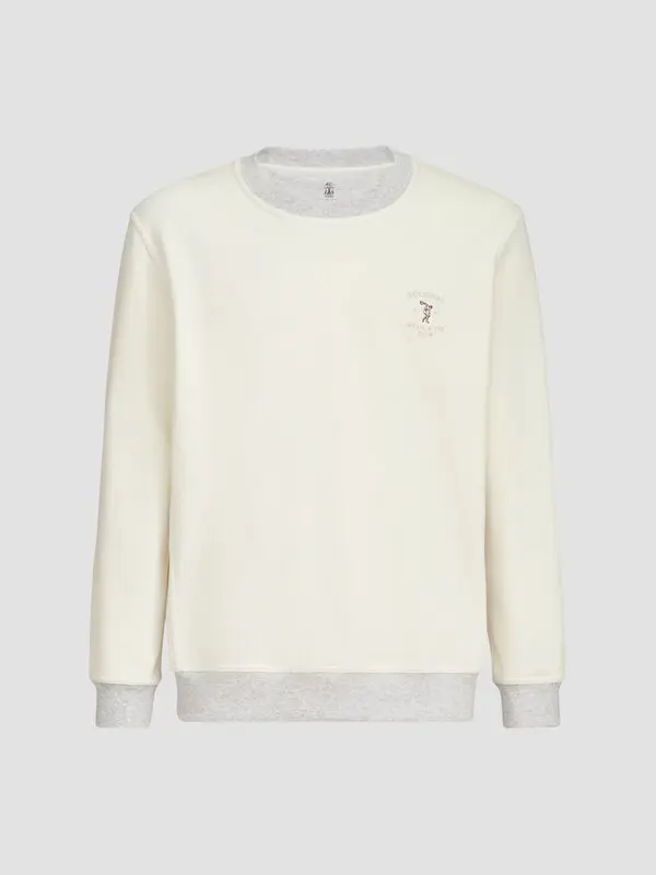 Brunello Cucinelli Cotton French Terry Sweatshirt With Embroidery - Off White