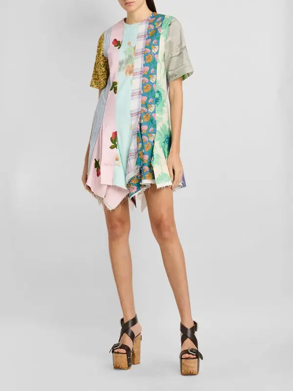 Moschino Patchwork Print Cotton Mini Dress