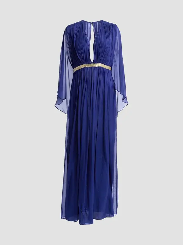 Alberta Ferretti Draped Chiffon Cape Gown