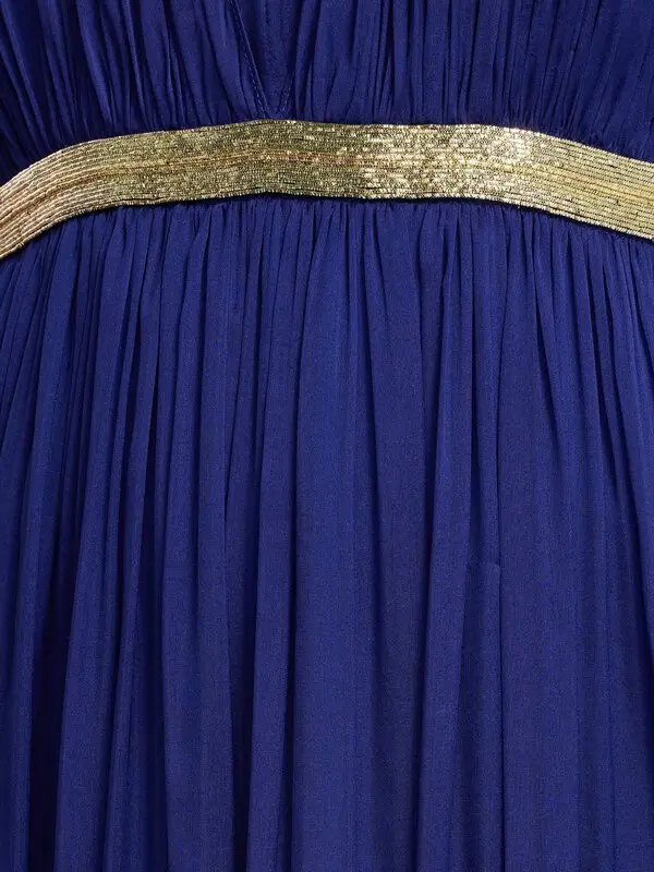 Alberta Ferretti Draped Chiffon Cape Gown