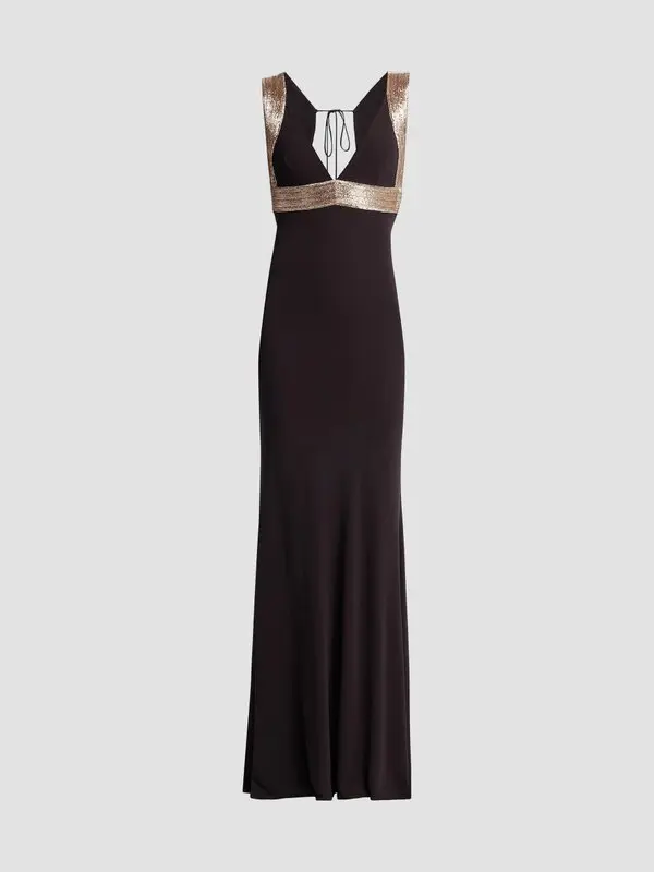 Alberta Ferretti Sequin-embellished Jersey Empire-waist Gown - Black