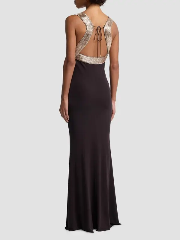 Alberta Ferretti Sequin-embellished Jersey Empire-waist Gown