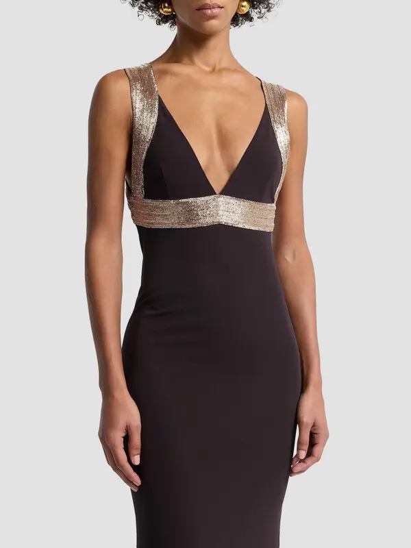 Alberta Ferretti Sequin-embellished Jersey Empire-waist Gown