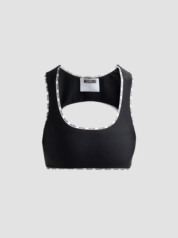 Moschino Logo Tape Sports Bra - Black