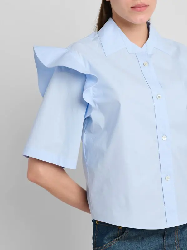 Moschino Ruffled Shoulder Poplin Shirt