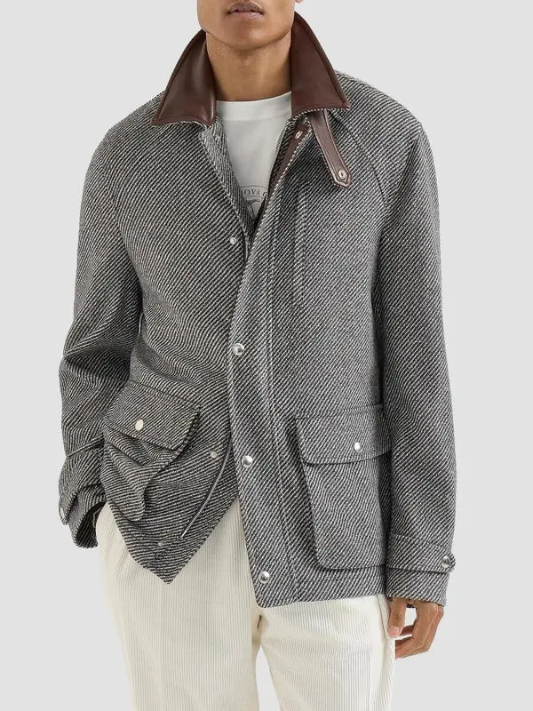 Brunello Cucinelli Cashmere And Silk Diagonal Field Jacket