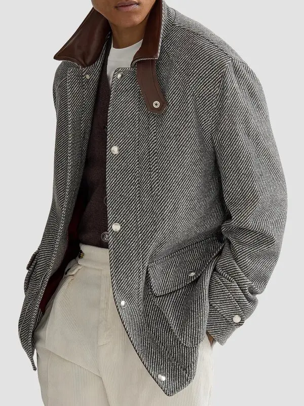 Brunello Cucinelli Cashmere And Silk Diagonal Field Jacket