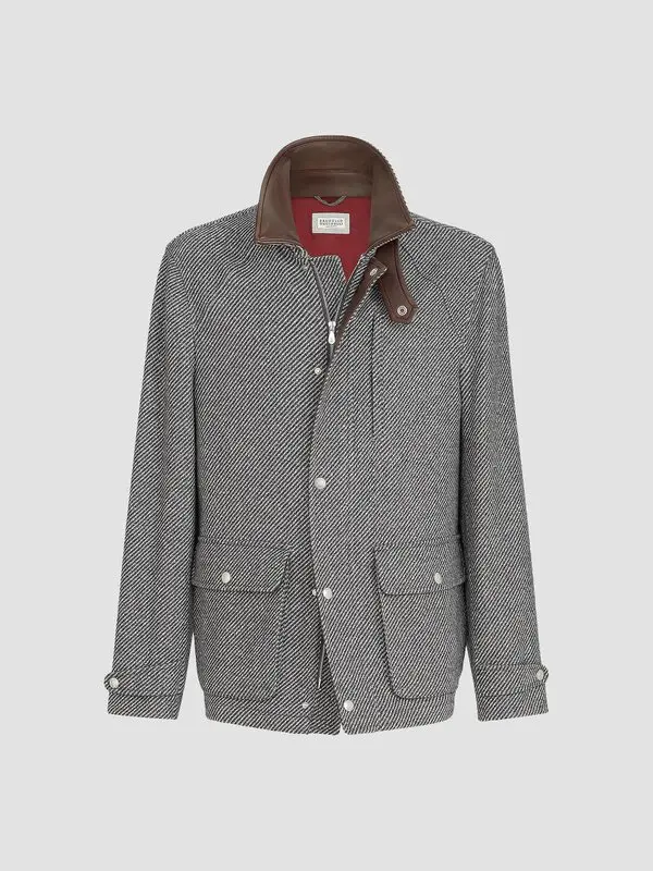 Brunello Cucinelli Cashmere And Silk Diagonal Field Jacket - Medium Grey