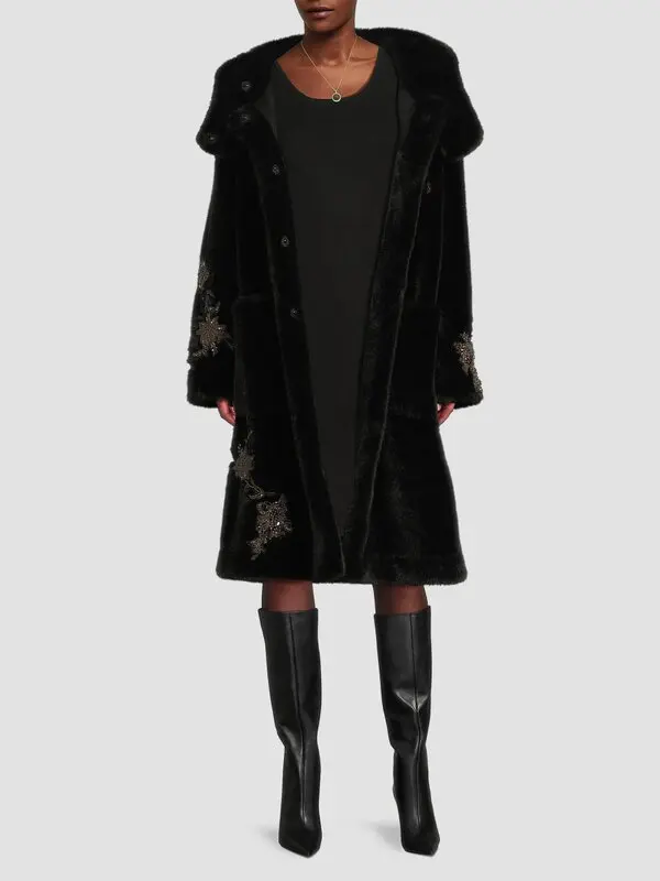 Kobi Halperin Peggy Faux-fur Hooded Coat - Black