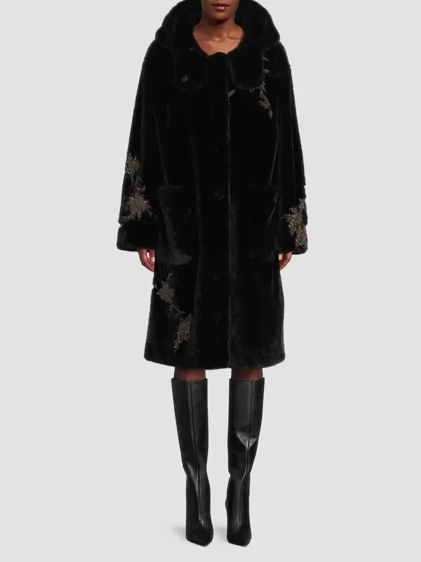 Kobi Halperin Peggy Faux-fur Hooded Coat - Black