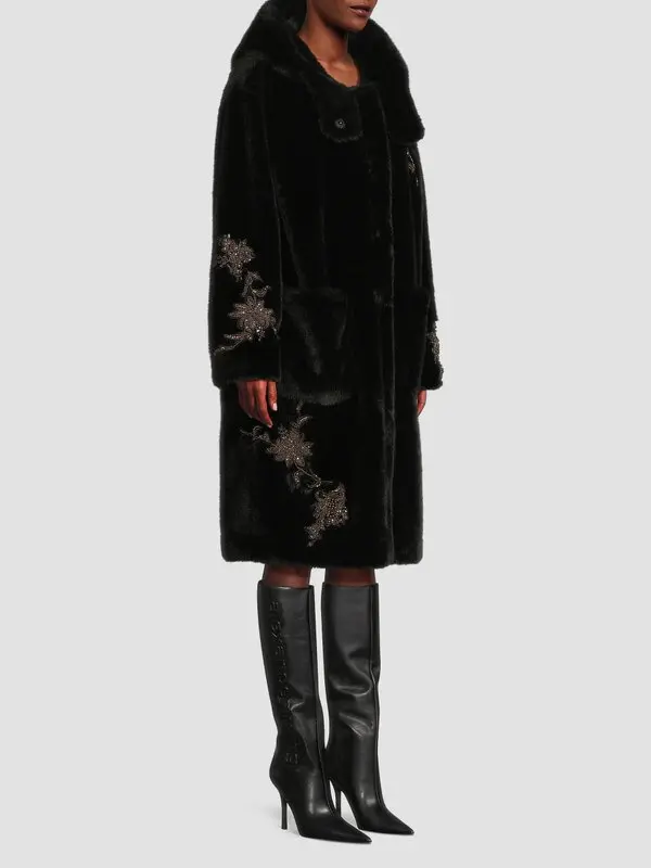 Kobi Halperin Peggy Faux-fur Hooded Coat - Black