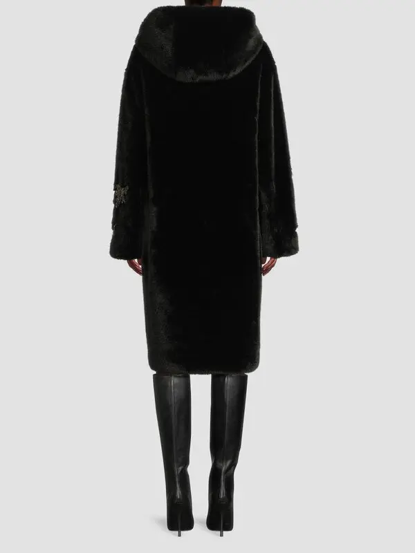 Kobi Halperin Peggy Faux-fur Hooded Coat - Black