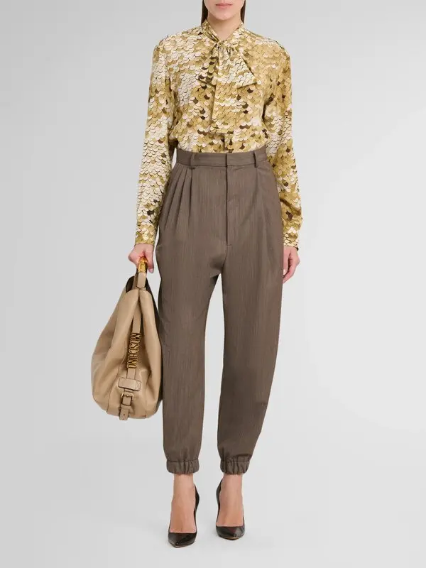 Moschino Sequin-print Silk Top - Multi Gold