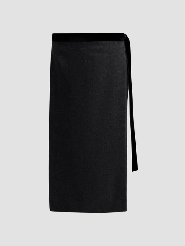 Alberta Ferretti Wool Midi Skirt - Grey