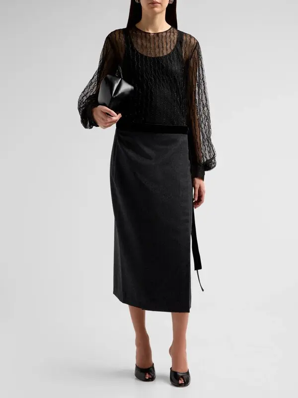 Alberta Ferretti Wool Midi Skirt
