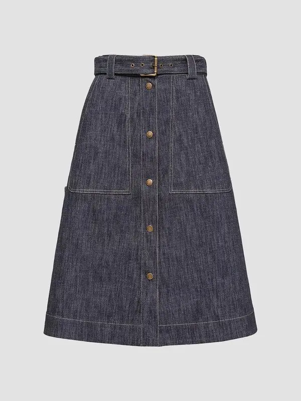 Moncler Skirt In Denim - Denim Blue