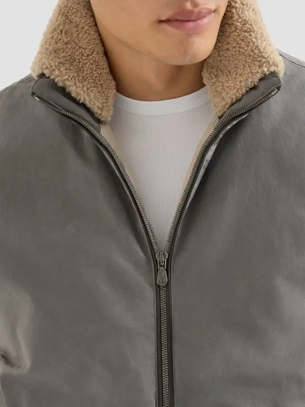Brunello Cucinelli Waxed Techno Cotton Down Vest With Detachable Hood