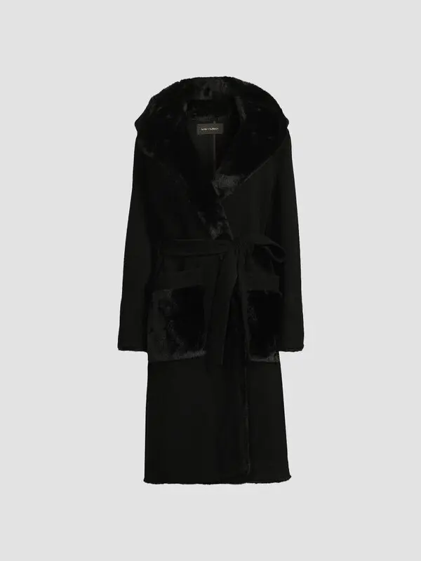 Kobi Halperin Valentine Faux Fur-trim Wool Coat - Black