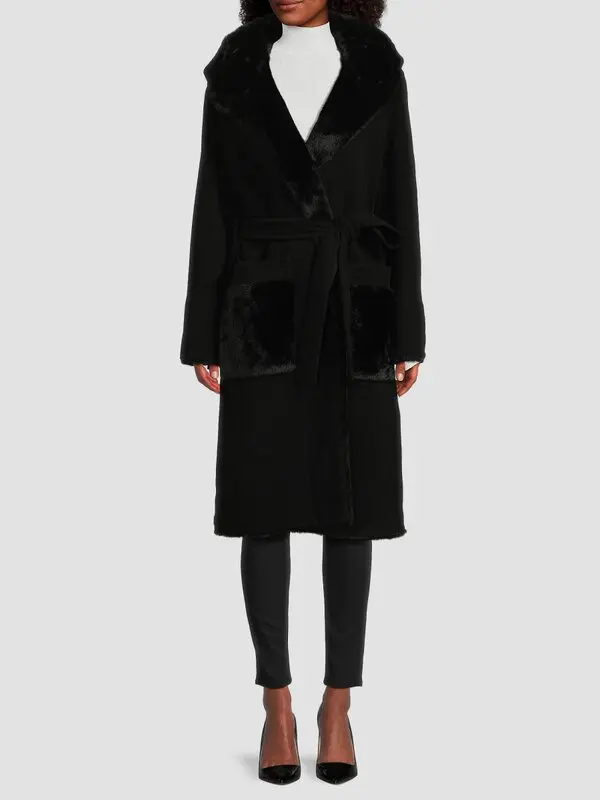 Kobi Halperin Valentine Faux Fur-trim Wool Coat - Black