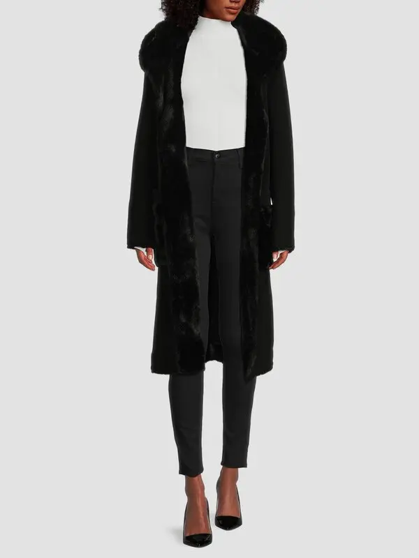 Kobi Halperin Valentine Faux Fur-trim Wool Coat - Black