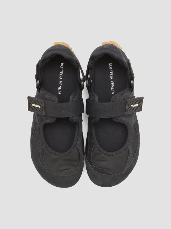 Bottega Veneta Orbit Flash Suede Mary Jane Sneakers - Black