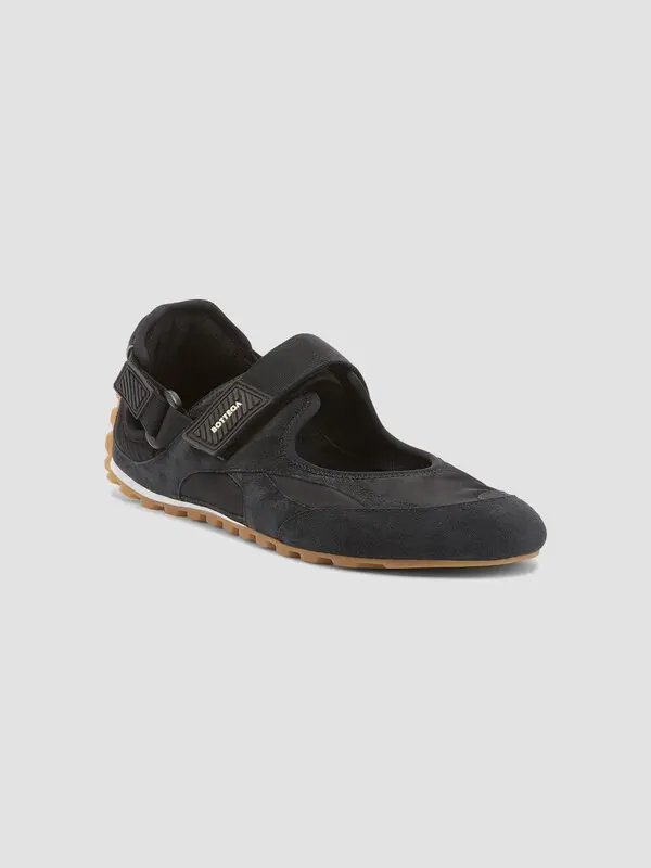 Bottega Veneta Orbit Flash Suede Mary Jane Sneakers - Black