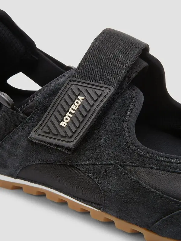 Bottega Veneta Orbit Flash Suede Mary Jane Sneakers - Black