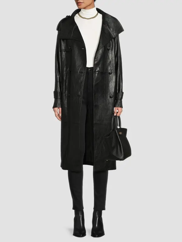 Kobi Halperin Tony Faux-leather Trench Coat - Black