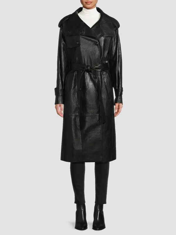 Kobi Halperin Tony Faux-leather Trench Coat - Black
