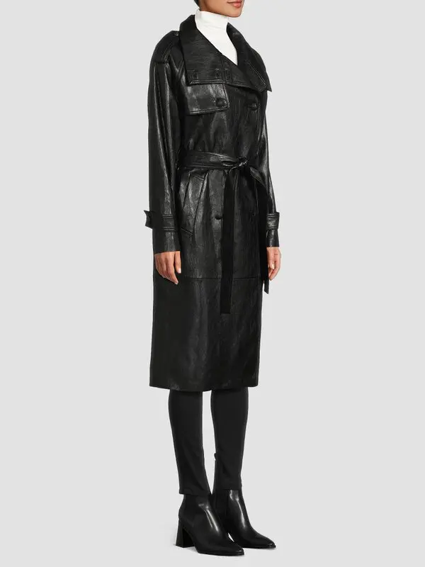Kobi Halperin Tony Faux-leather Trench Coat - Black