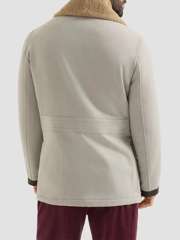 Brunello Cucinelli Wool And Cashmere Cavalry Coat With Shearling Collar