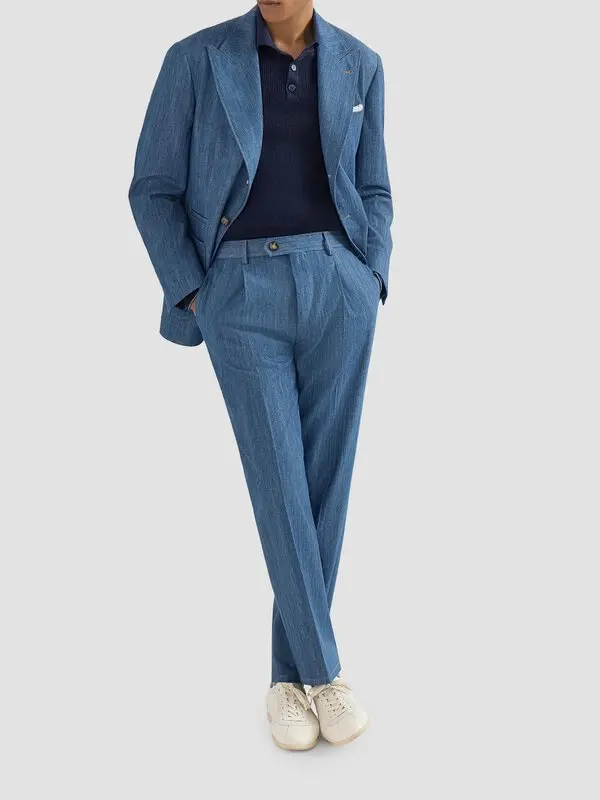Brunello Cucinelli Lightweight Denim Trousers With Double Pleats