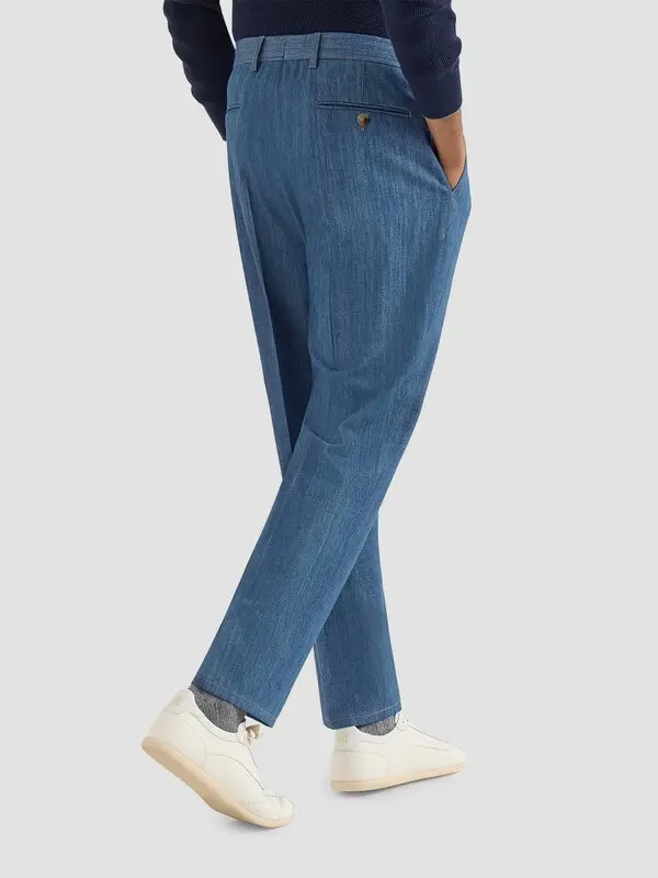 Brunello Cucinelli Lightweight Denim Trousers With Double Pleats