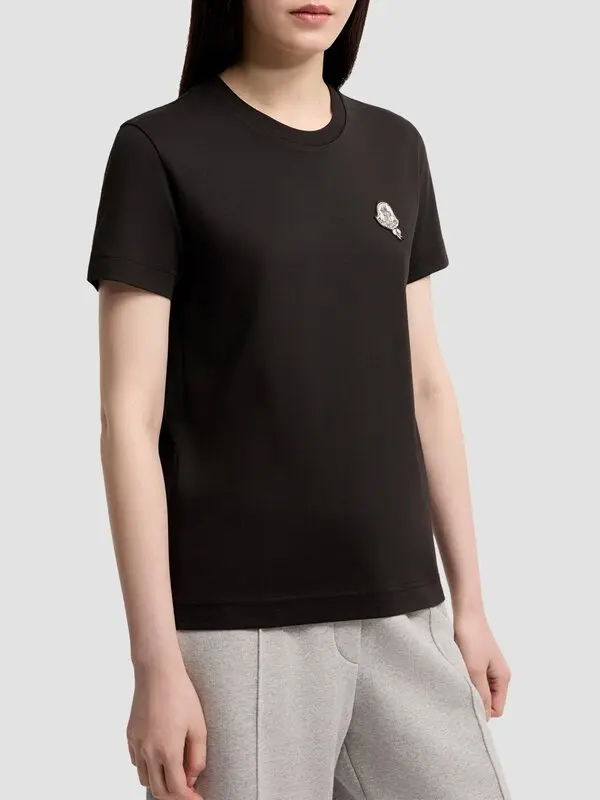 Moncler Crew Neck T-shirt In Cotton - Black