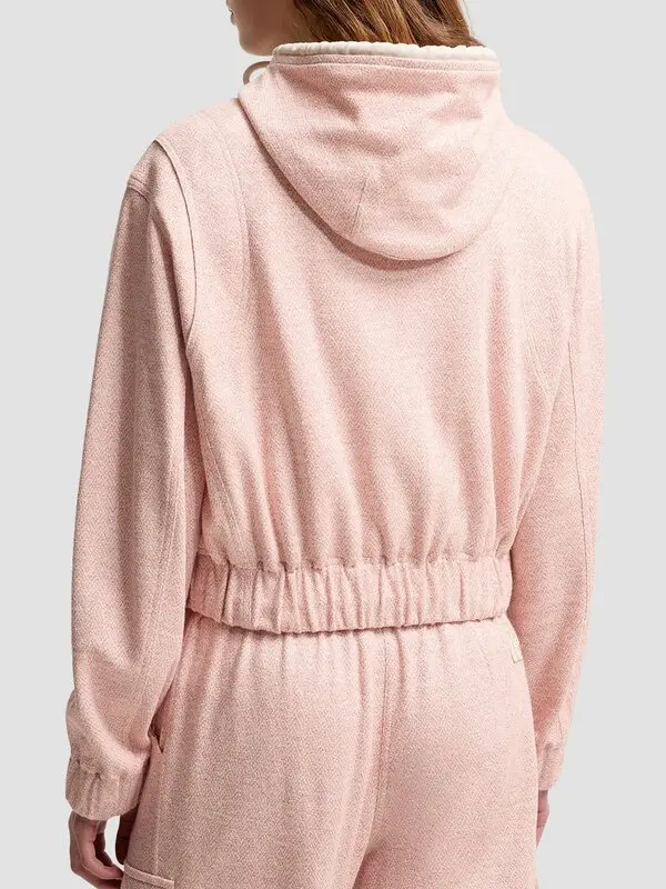 Moncler Zip-up Hoodie In Linen And Cotton Blend
