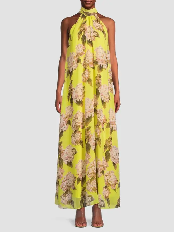 UNGARO Samie Floral Halter Maxi Dress