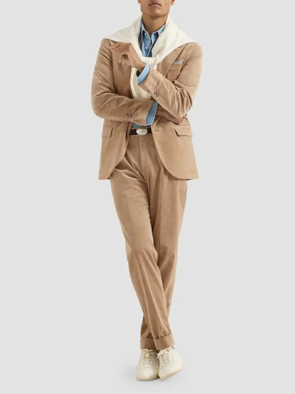 Brunello Cucinelli Comfort Cotton And Cashmere Corduroy Deconstructed Blazer