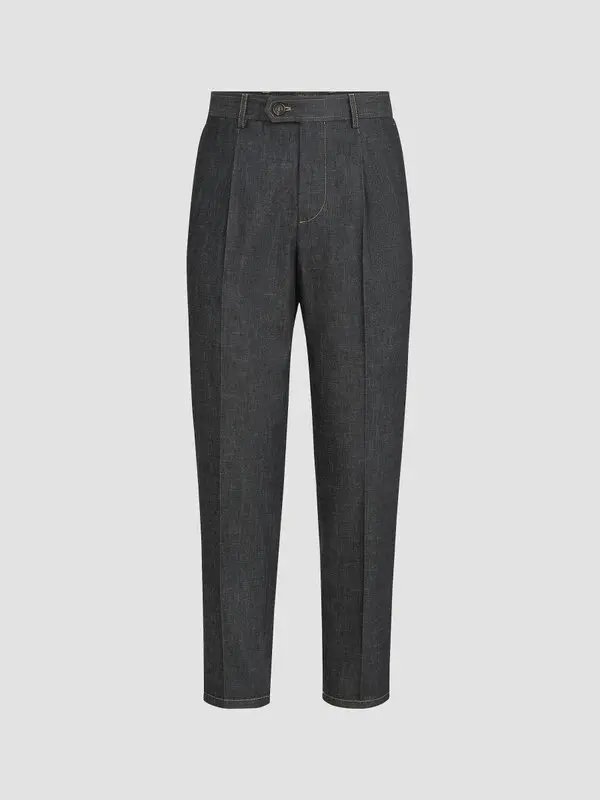 Brunello Cucinelli No Fade Lightweight Denim Trousers With Pleats